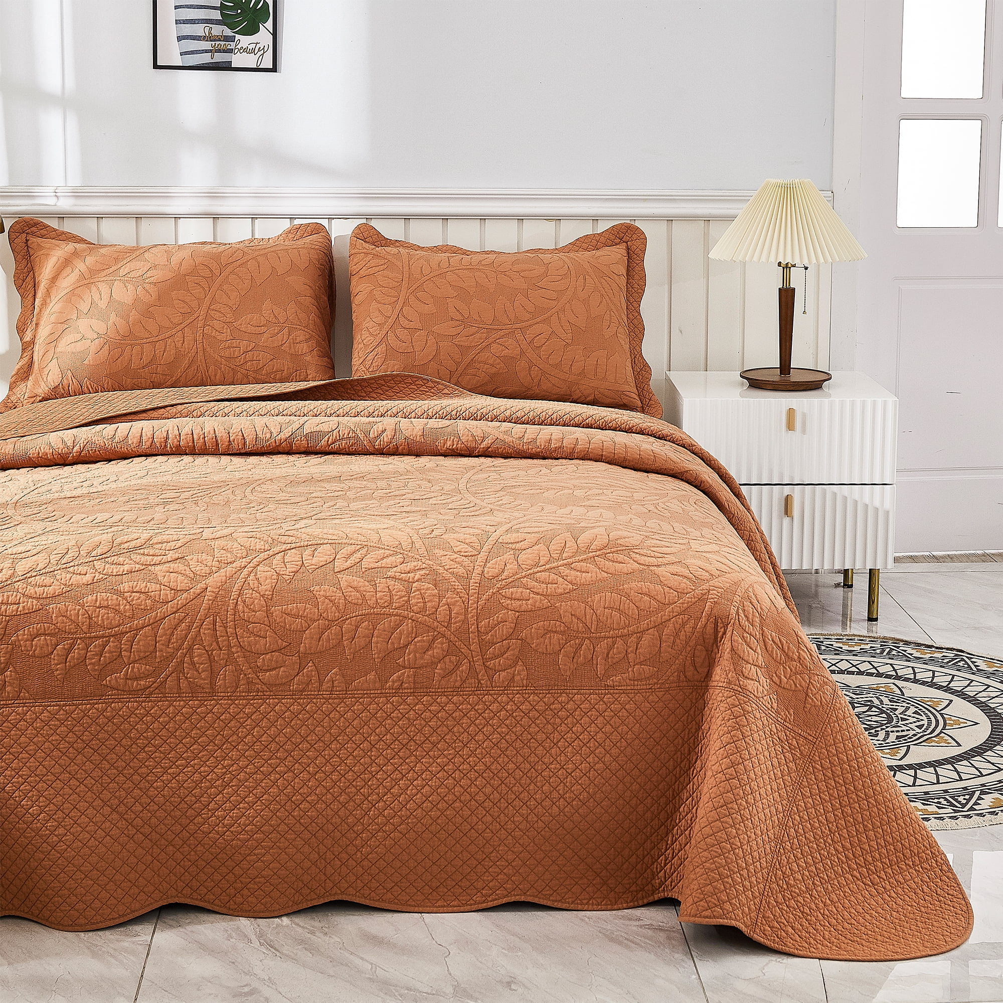 MarCielo 3-Piece Cotton Oversized Bedspread Set Coverlet Set - Walmart.com