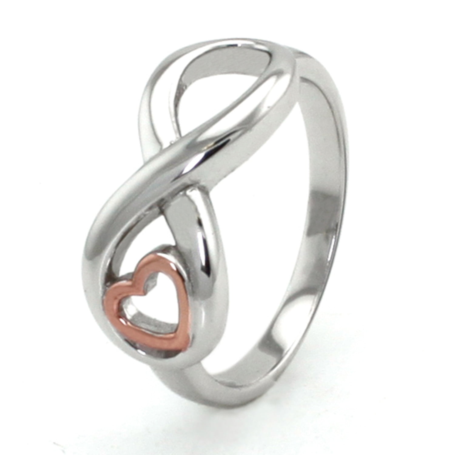 Sterling Silver Rose Gold Heart Classic Iconic Infinity Symbol Promise ...