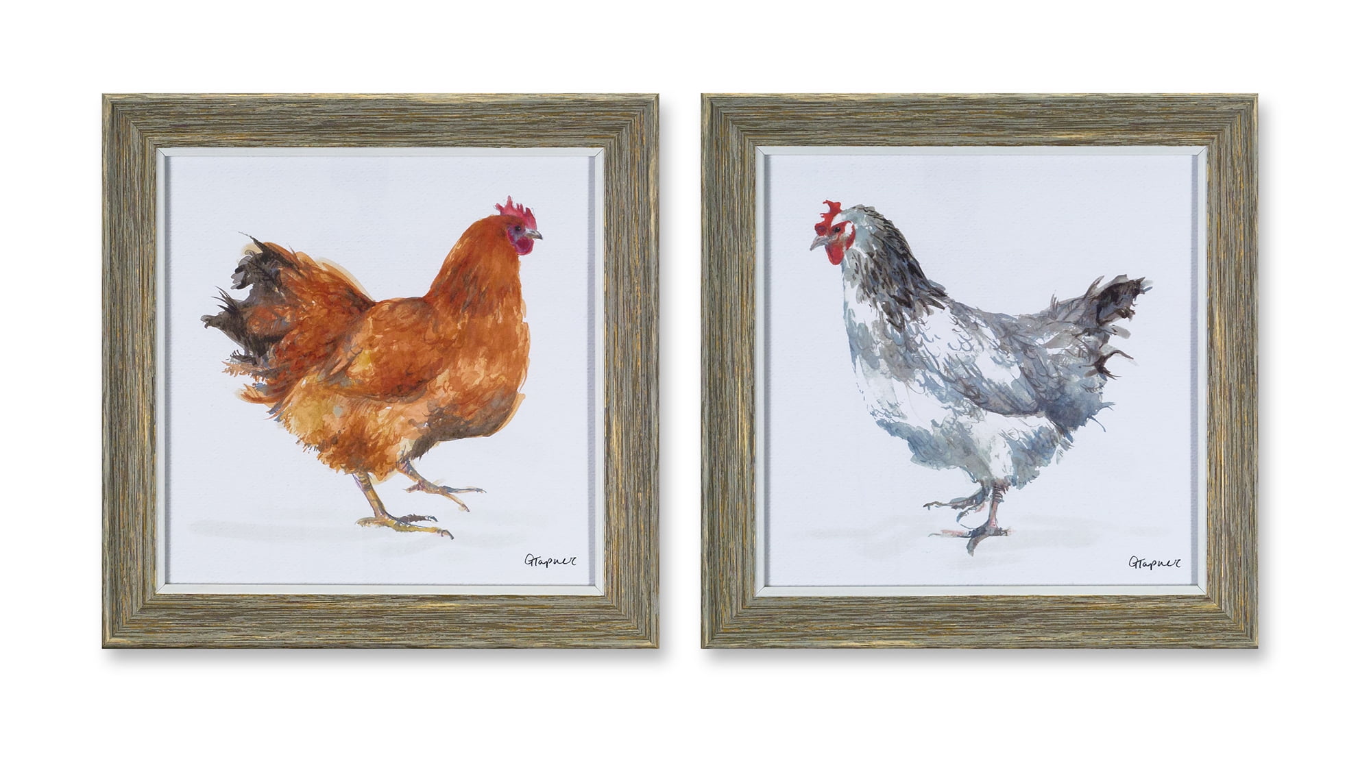 Set of 4 Framed Chicken Print 10" - Walmart.com