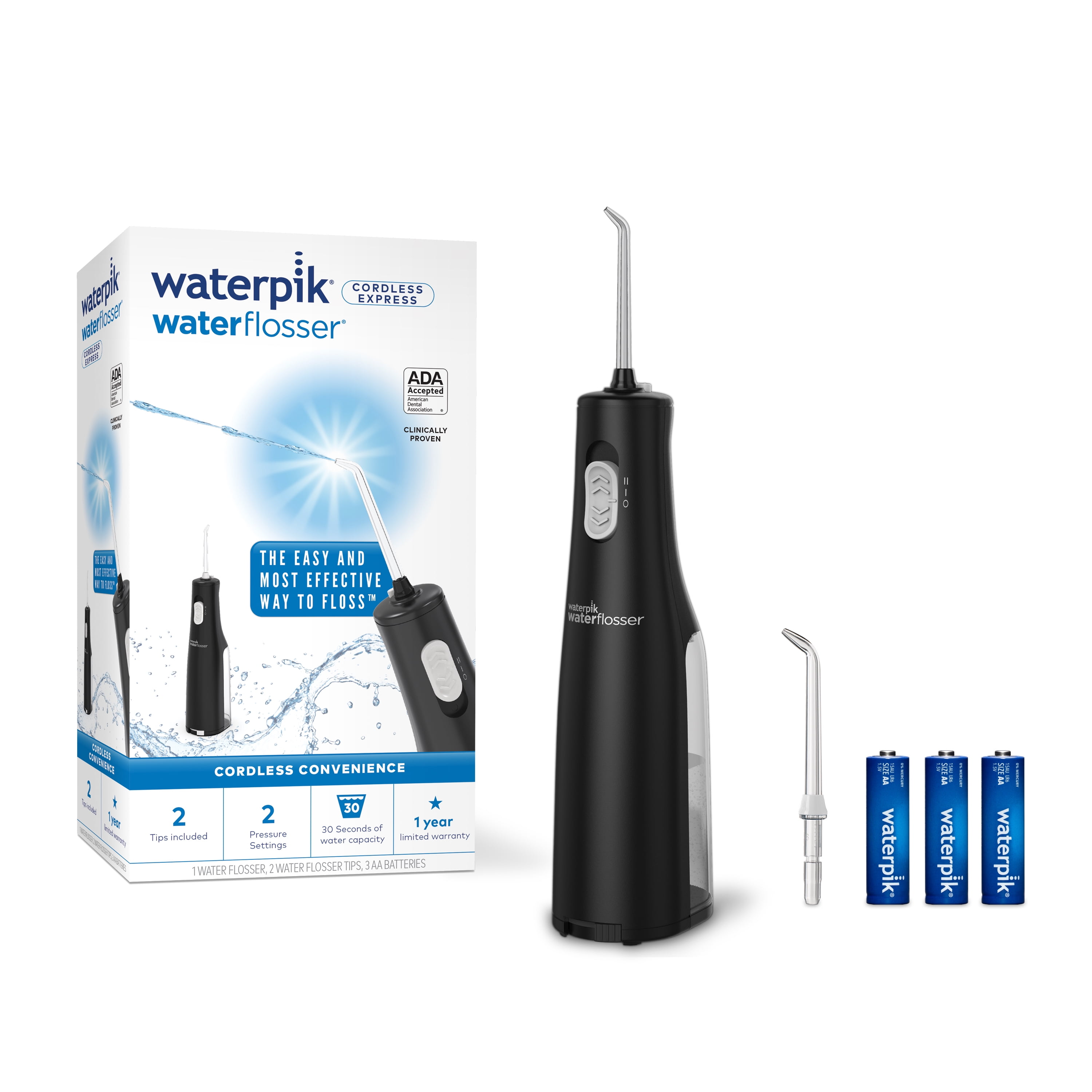 Waterpik Cordless Express Portable Water Flosser Oral Irrigator, Black ...