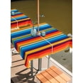 Abstract Colorful Stripes Square Outdoor Tablecloth with Umbrella Hole ...