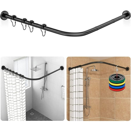 Adjustable L Shaped Shower Curtain Rod Rustproof Expandable Stainless ...
