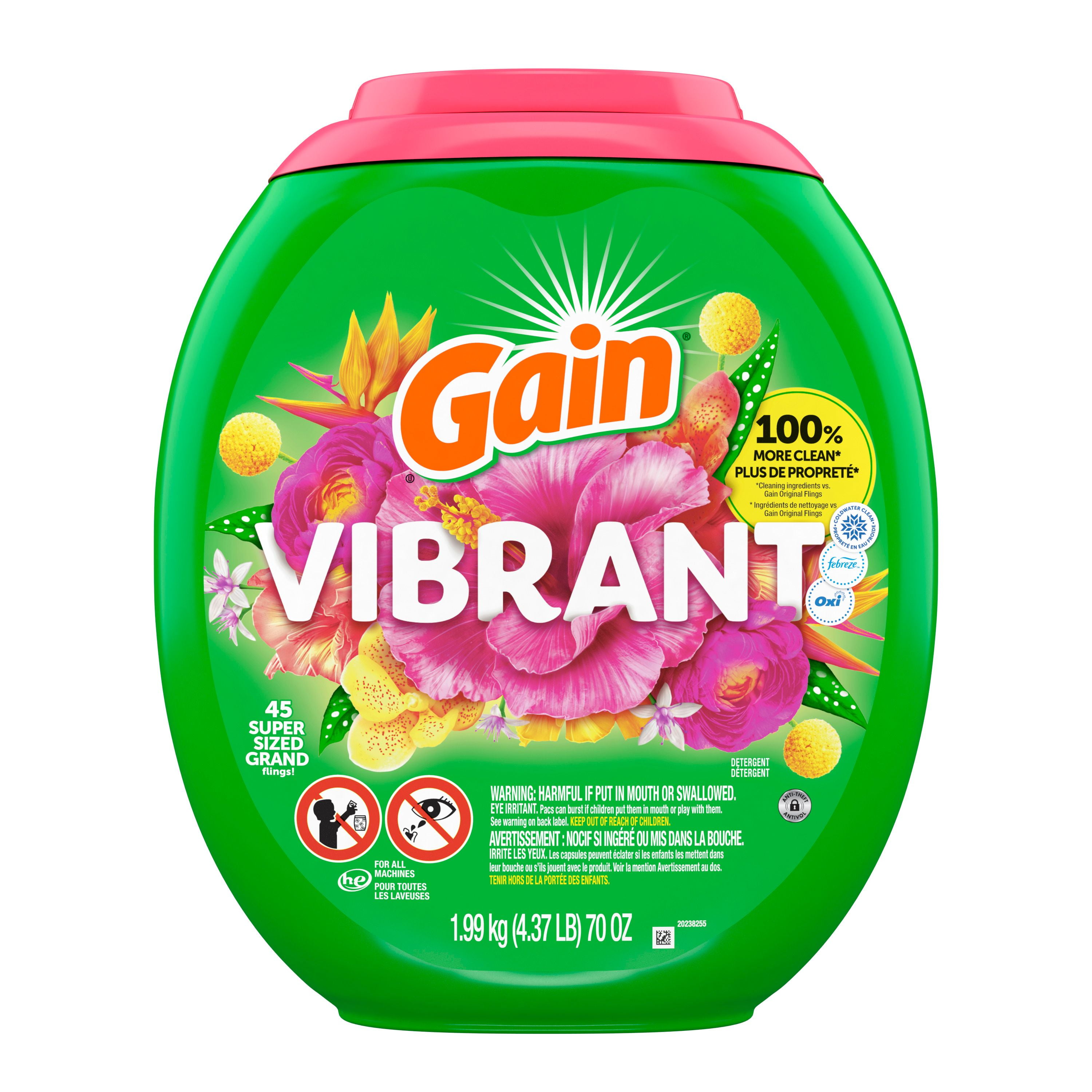 Gain Super Flings Laundry Detergent Pacs, Hibiscus Hula scent ...