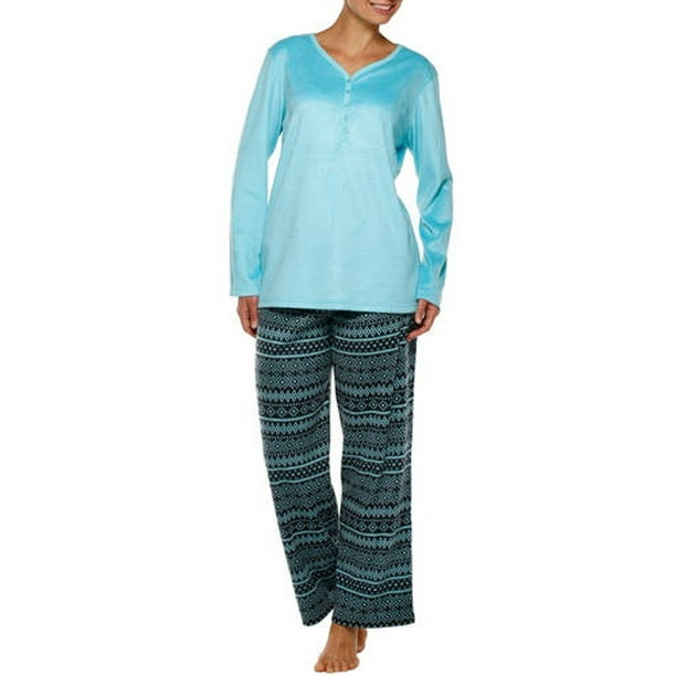 Secret Treasures Womens Microfleece Henely Pajama Top And Sleep Pant 2