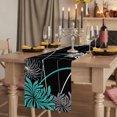 Bohemian Teal Floral Table Runner, Modern Artistic Boho Grey White ...