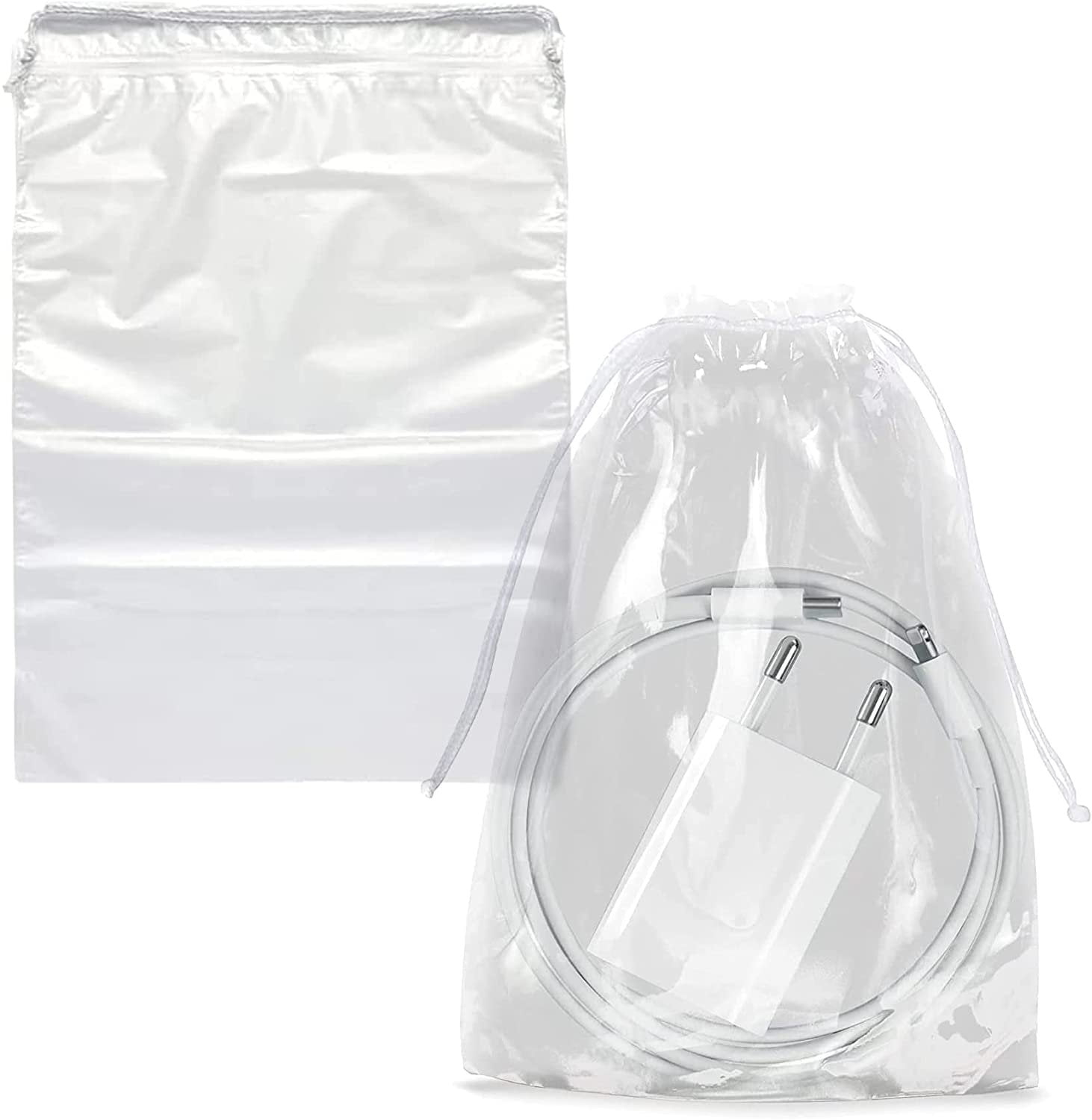 Clear Drawstring Bags 4" x 6". Pack of 1000 Clear Plastic 2 mil Pouches ...