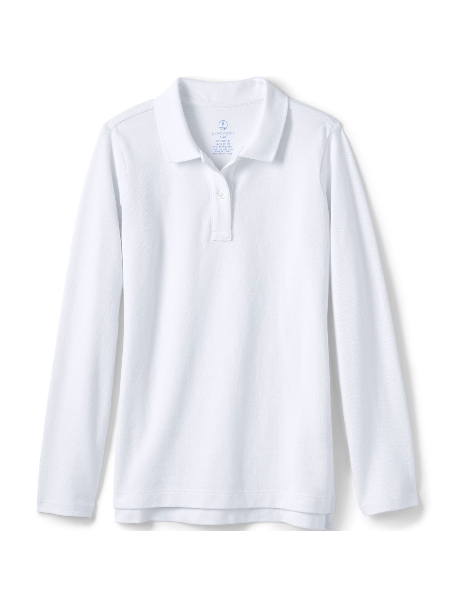Lands' End School Uniform Girls Long Sleeve Feminine Fit Mesh Polo ...