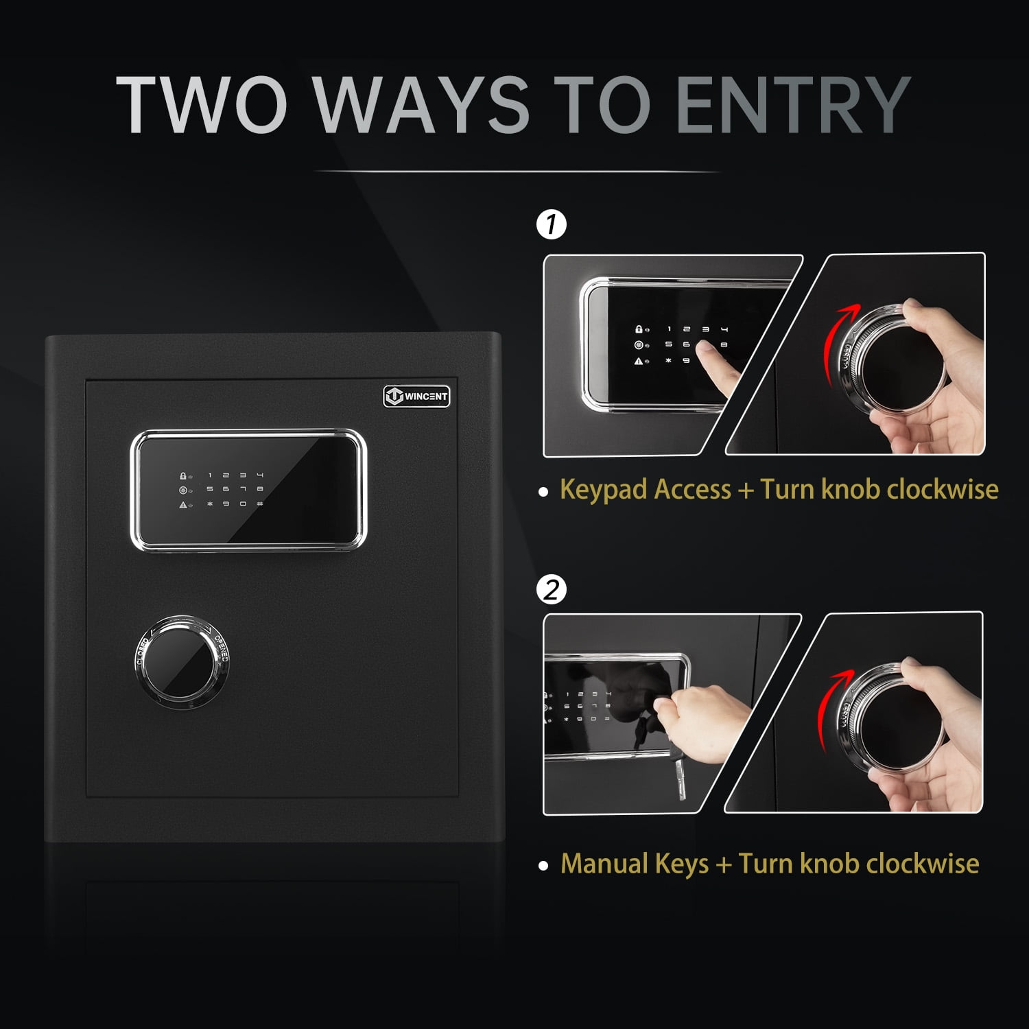 Buy WINCENT Secure Deluxe Home Security Safe with Dual Digital Keypad ...