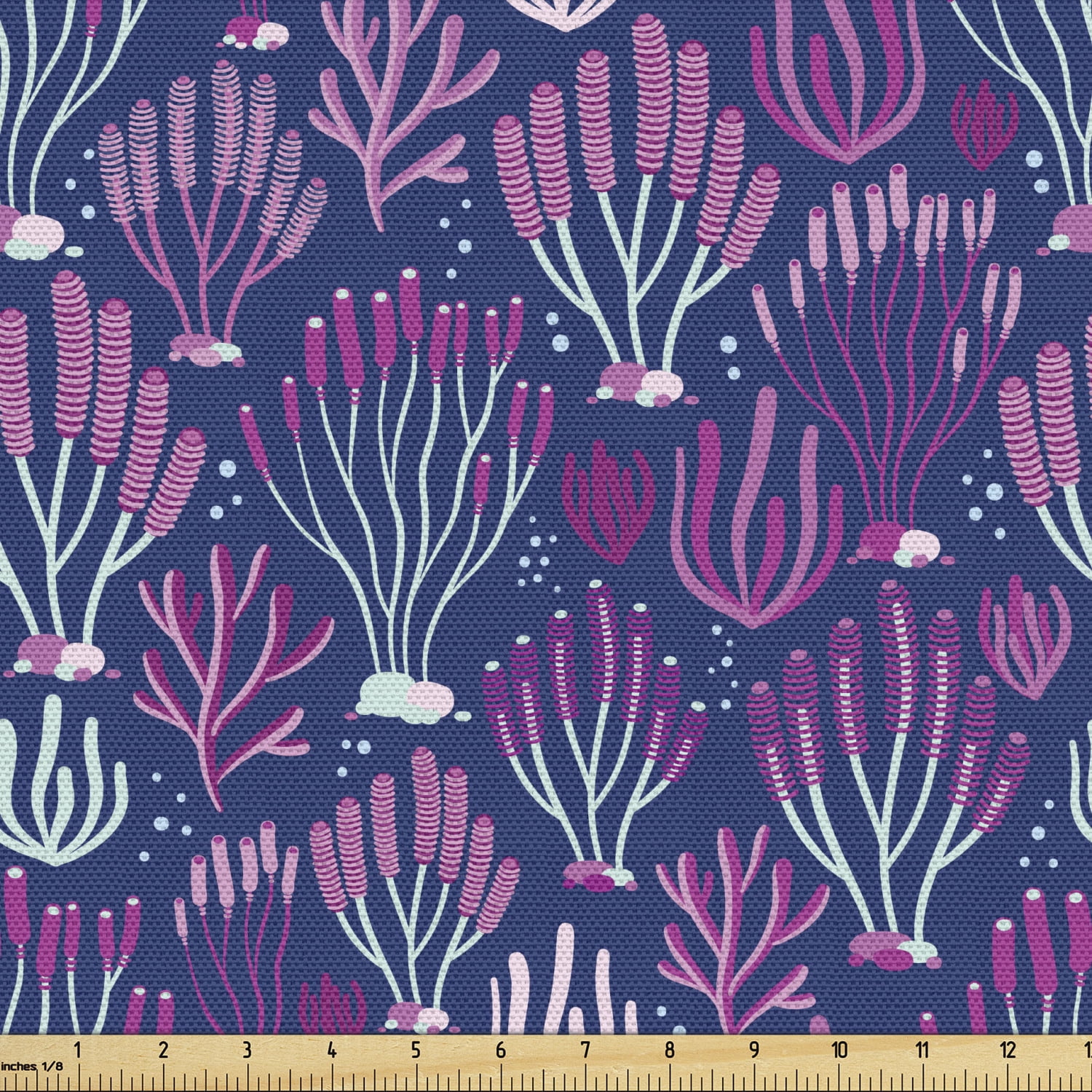 Underwater Upholstery Fabric by the Yard, Exotic Coral Reef Foliage ...