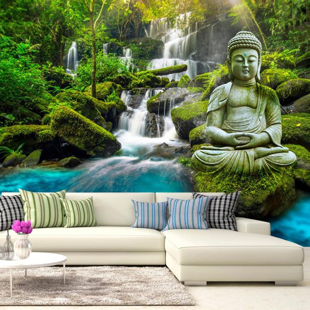 Tiptophomedecor Peel and Stick Zen Wallpaper Wall Mural - Buddha And ...
