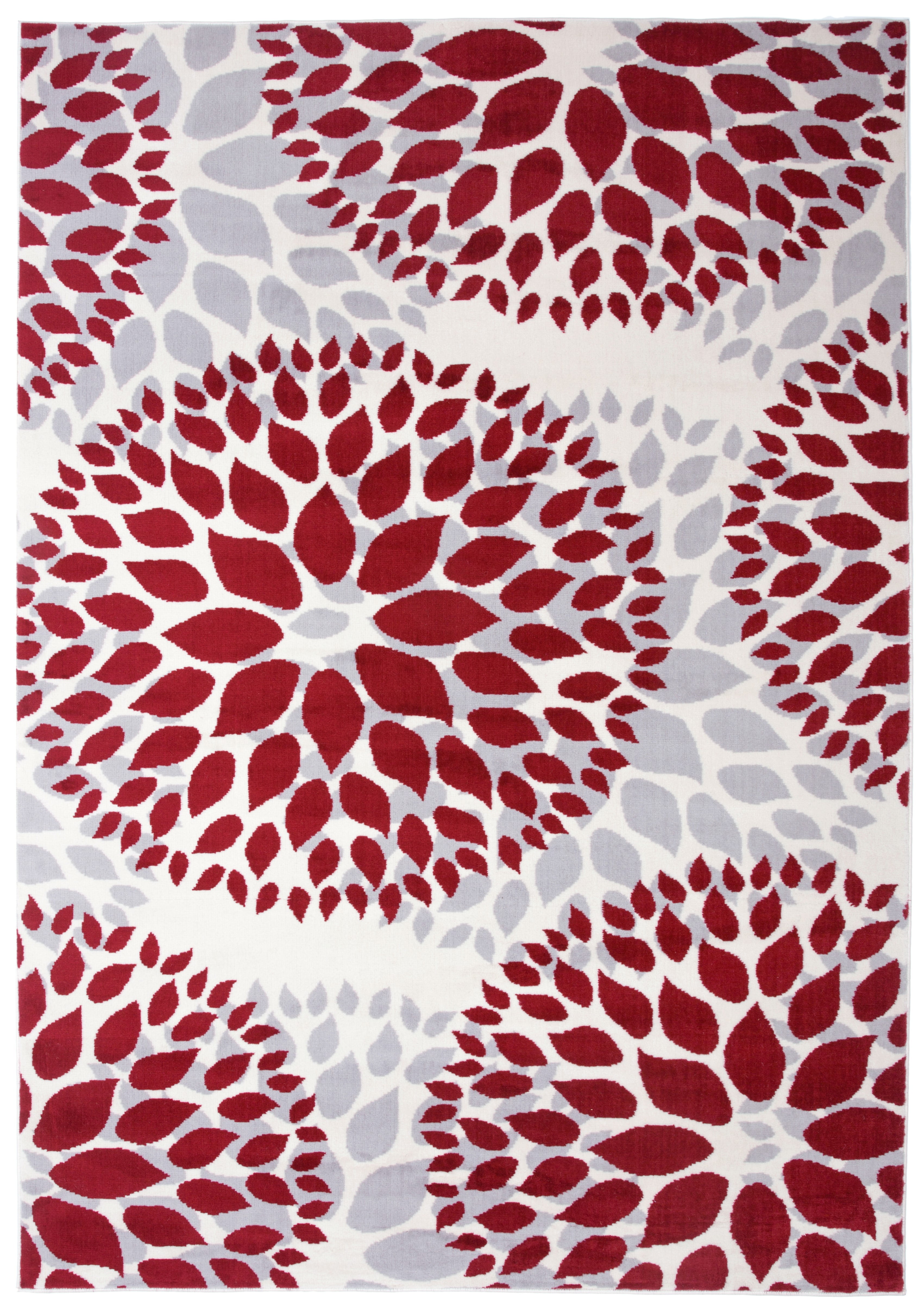 Modern Floral Design Red 7' 6" x 9'5" Indoor Area Rug - Walmart.com