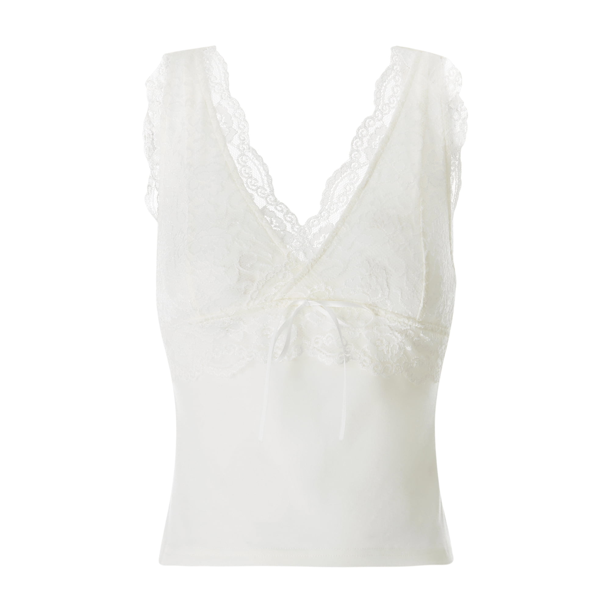 White Lace Crop Tank Top