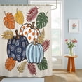 Bathroom Shower Curtain Cartoon Thanksgiving Pumpkins Waterproof Shower ...