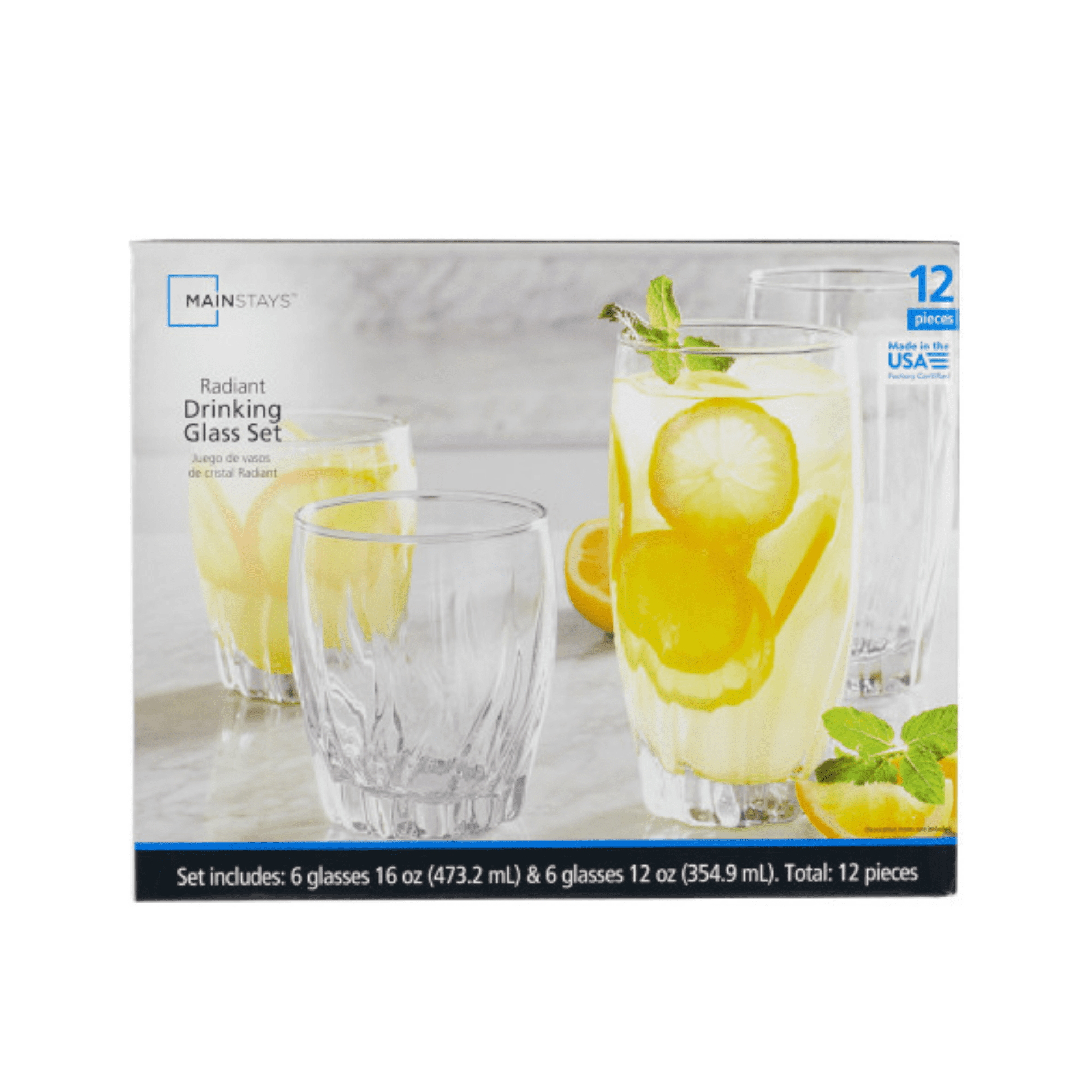Mainstays 12-Piece Radiant Glass Drinkware Set, Liberia | Ubuy