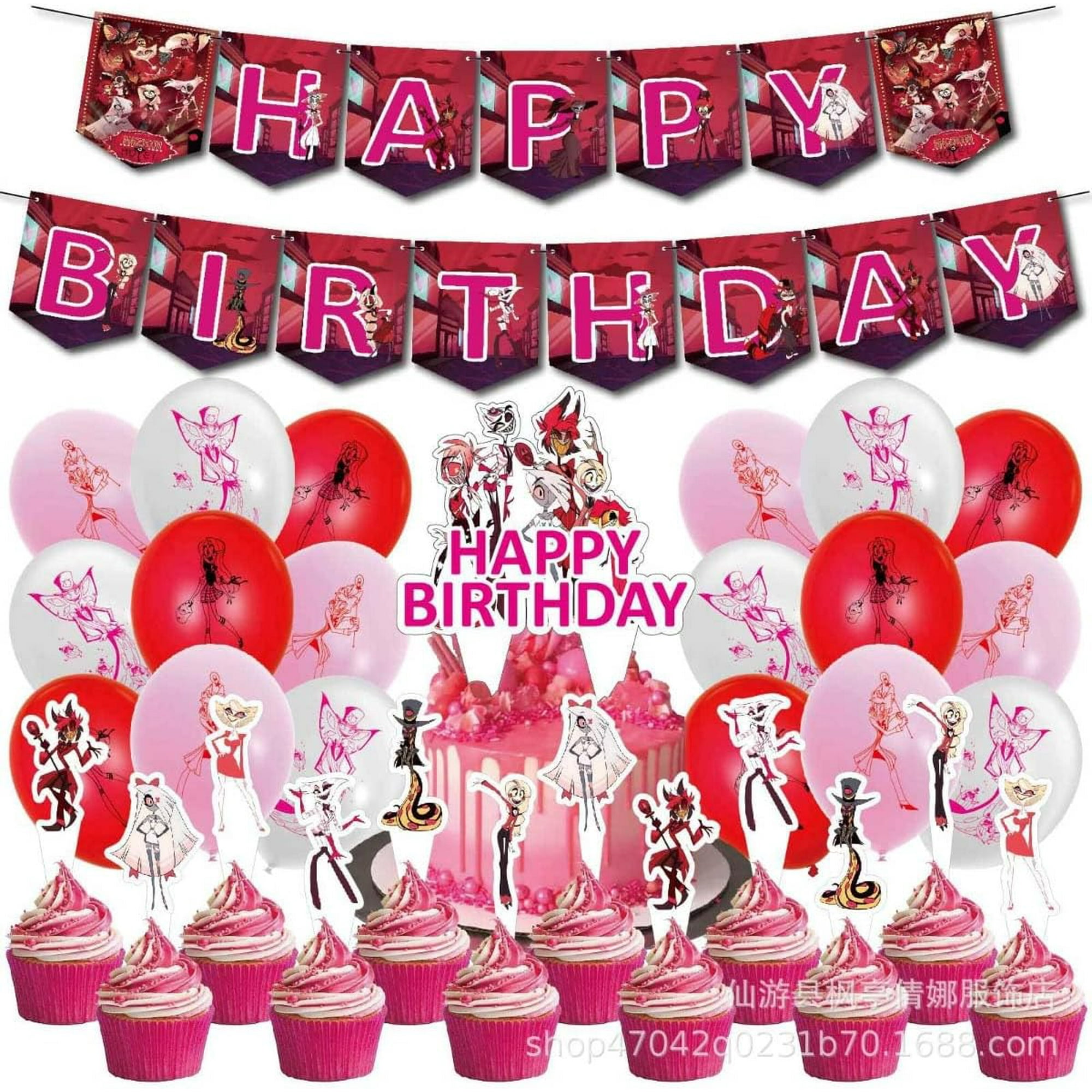 Click here for Anime Hazbin Hotel Birthday Party Decorations Pink... prices