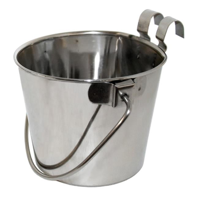 Pet Goods 010CL-SPA025FS Flat-Sided Stainless Steel Pails With Hook ...