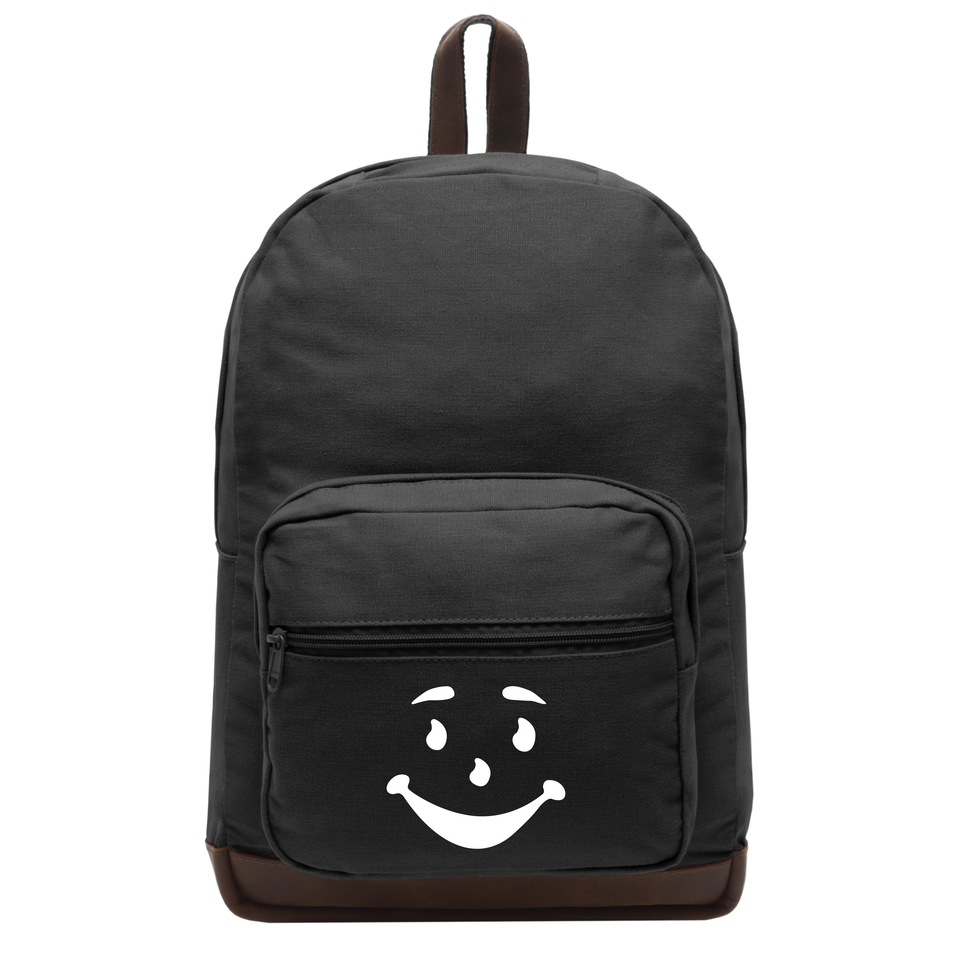 Kool Aid Man Face Canvas Teardrop Backpack with Leather Bottom Accents ...