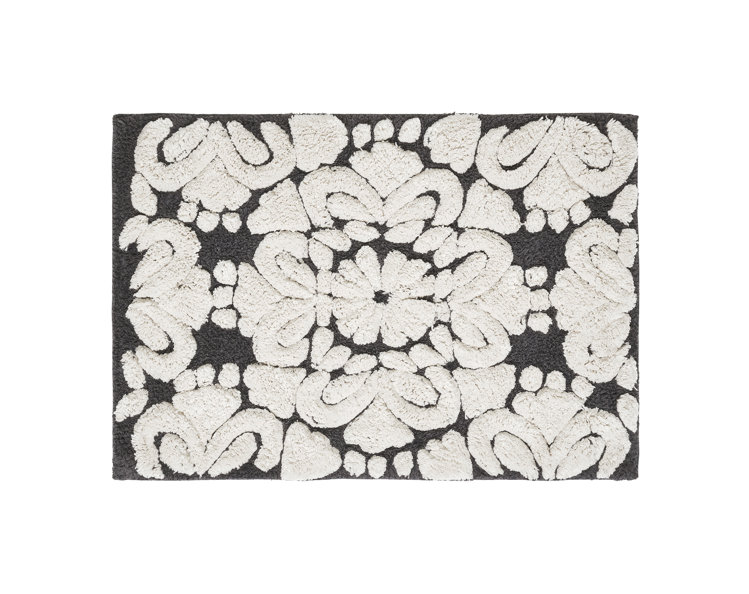Better Trends Medallion Charcoal/Natural 100% Cotton Bath Rug, 17" x 24 ...