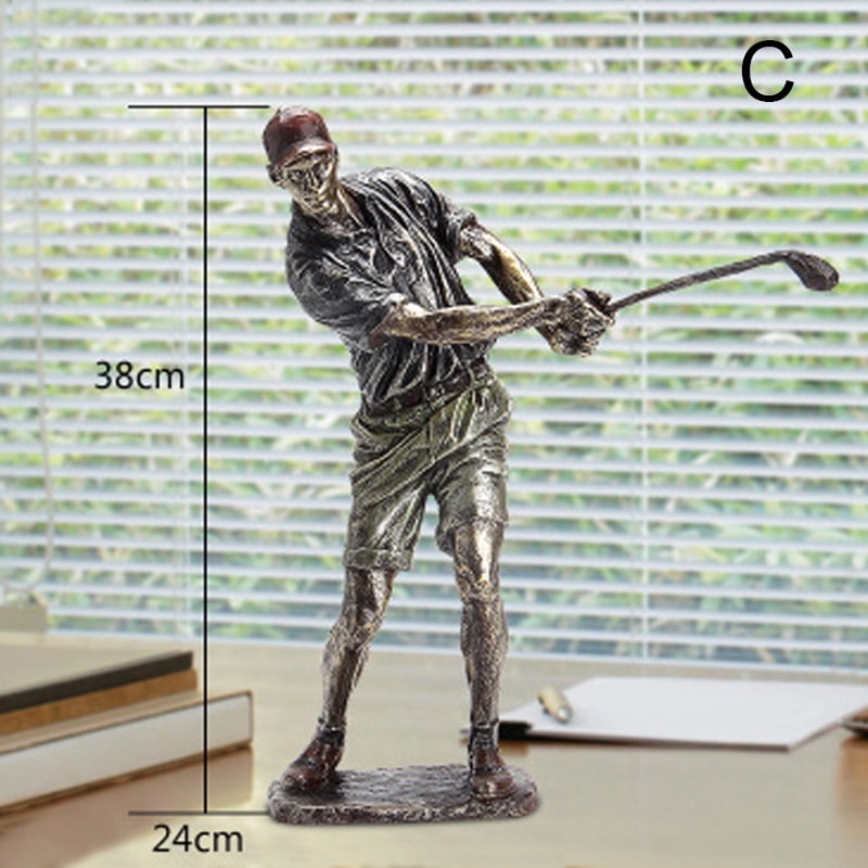 Golfer Figurine Statue Decor Vintage Decorative Resin Ornament for Home ...