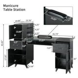 Manicure Table Nail Desk for Nail Tech with Glass Top & Wrist Rest ...