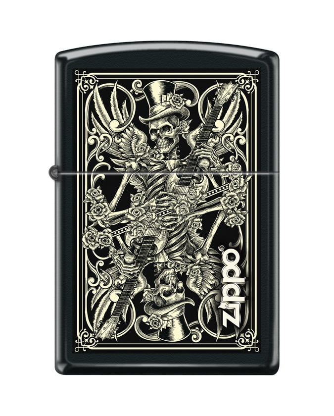 Zippo Custom Design Human Skeletons in Guitars with Wings and Hat ...