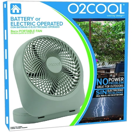 O2 Cool Fan 8 inch Battery or Electric Operated Indoor/Outdoor Portable ...