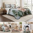 90x96in Quilt Bedding Set, Idyllic Flowers on Teal Wooden Lightweight ...