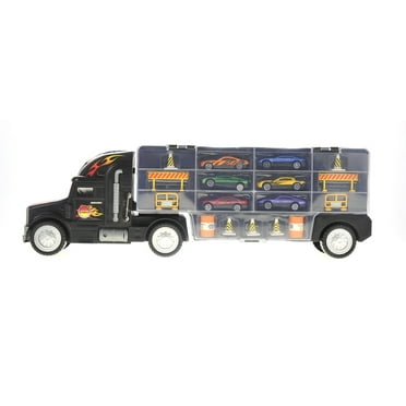 Large Toy Truck Transporter Car Carrier with 6 Toy Cars and 28 Slots ...