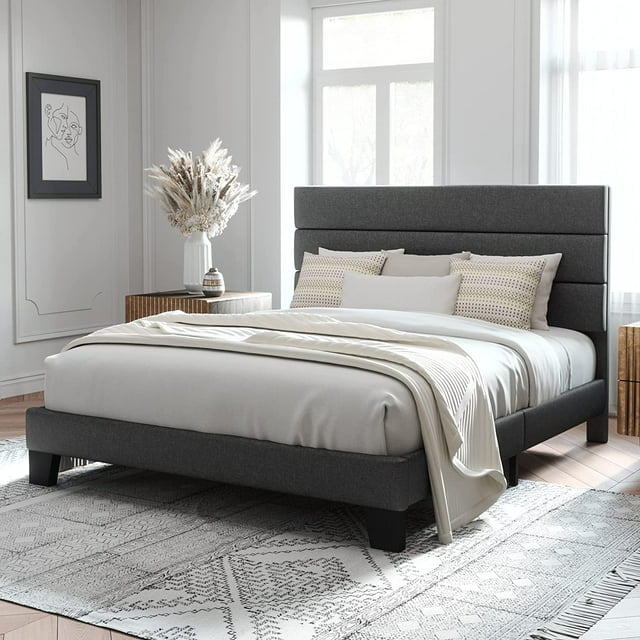 Click here for Allewie Full Size Platform Bed Frame With Fabric U... prices