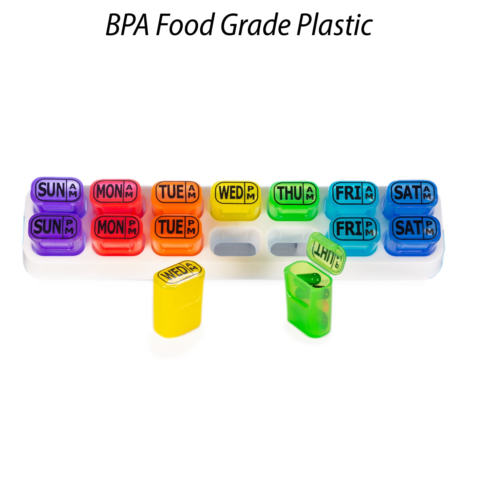 Buy GMS 7 Day AM/PM Pill Organizer, Weekly Pill Reminder with Pop Out ...