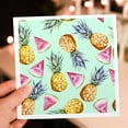3drose, Pineapples and Watermelon Slices on an Aqua Background Pattern ...