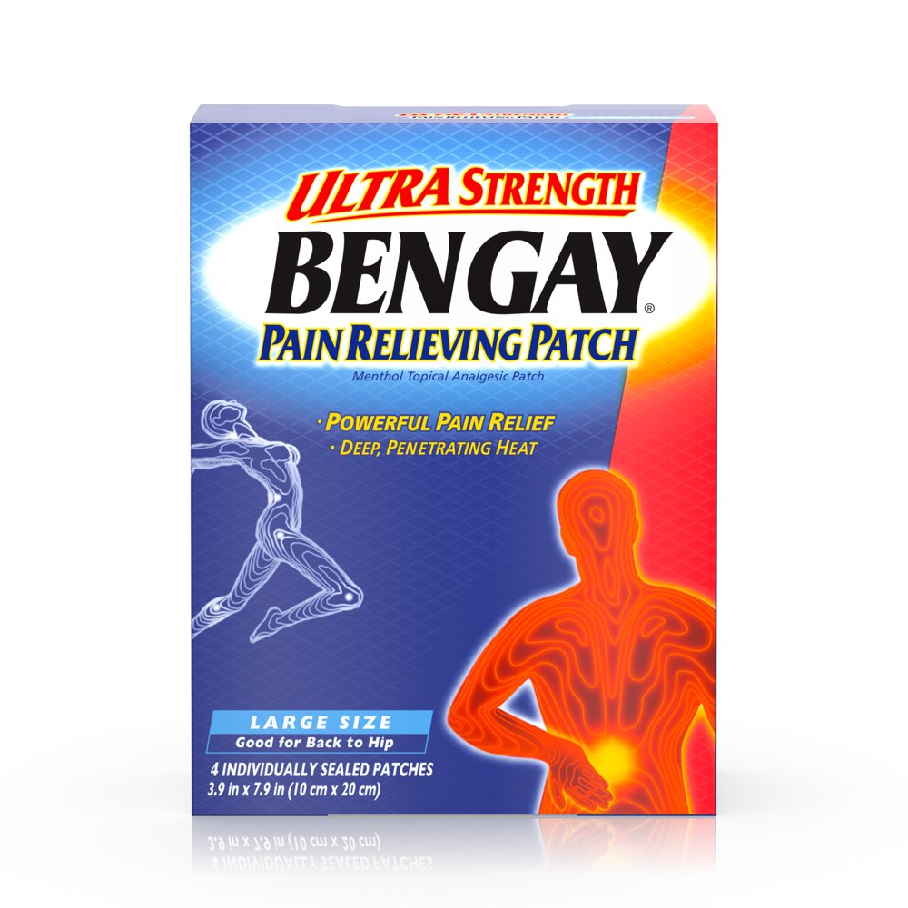 Ultra Strength Bengay Pain Relief Patch, 3.9 x 7.9 in, 4 ct - Walmart ...