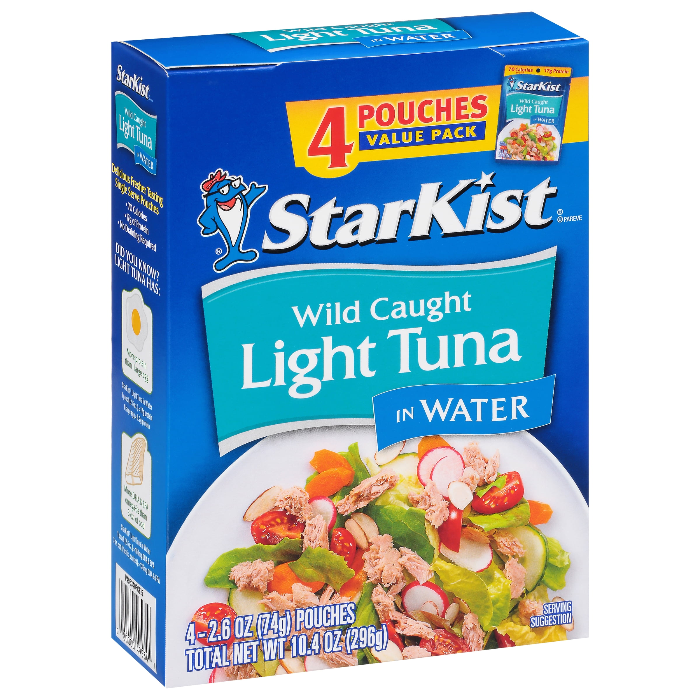 StarKist Chunk Light Tuna in Water, 2.6 oz, 4 Pouches - Walmart.com