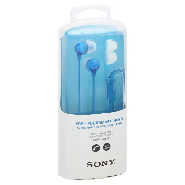 Sony MDR-EX15AP/L - EX Series - headset - in-ear - wired - blue ...