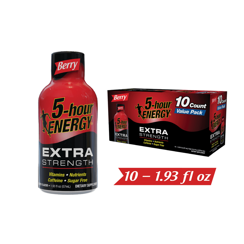 5-hour ENERGY® Shot, Extra Strength, Berry, 1.93 oz, 10 Count - Walmart ...