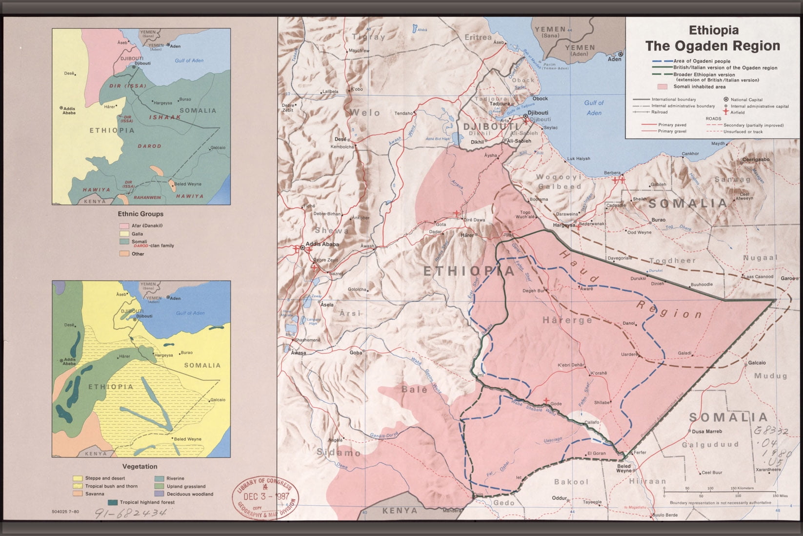 24"x36" Gallery Poster, cia map of Ethiopia, the Ogaden Region 1980 ...