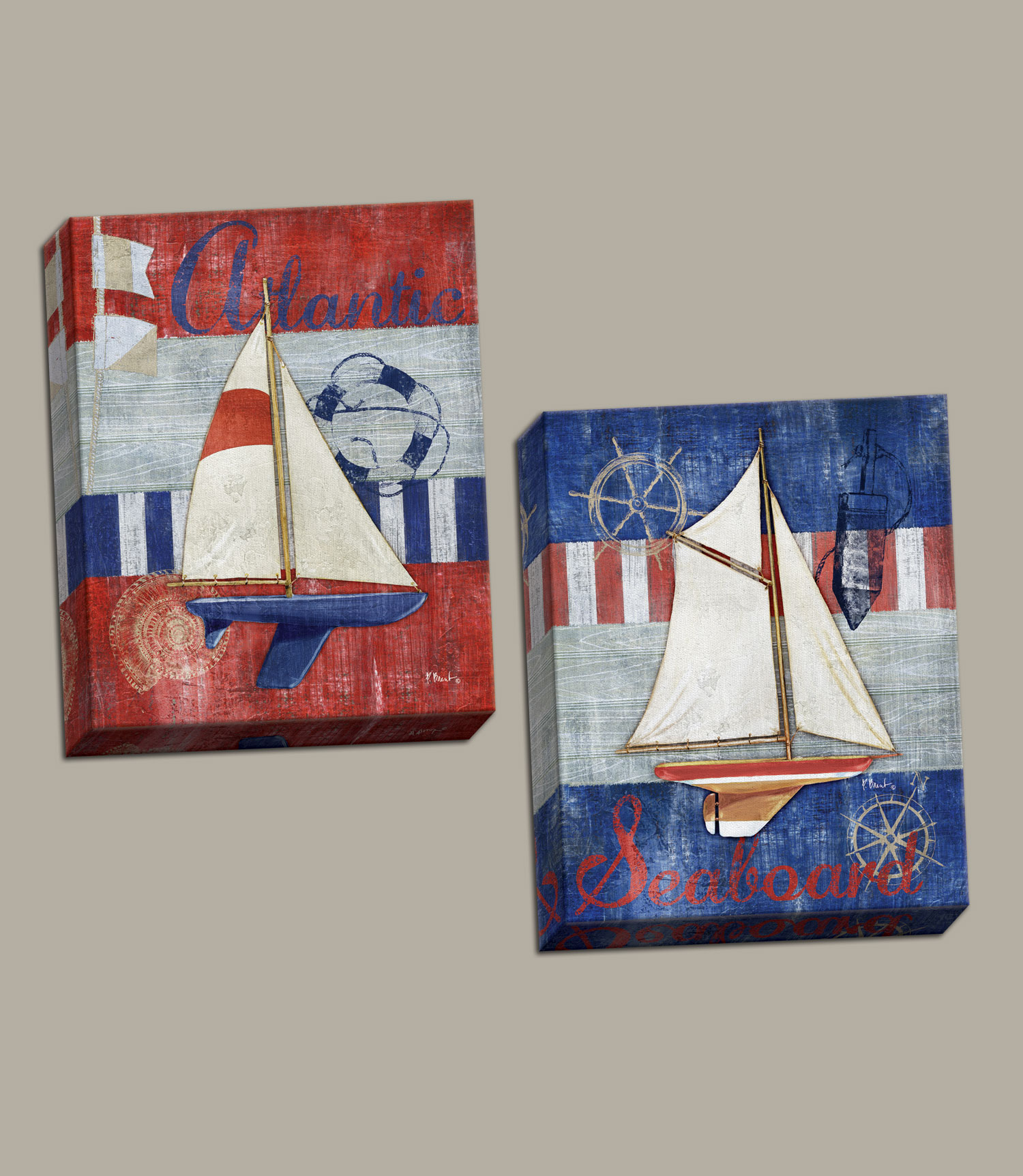 Maritime Sail Boat I Beautiful, Vintage Seaboard and Atlantic Sign; Two ...