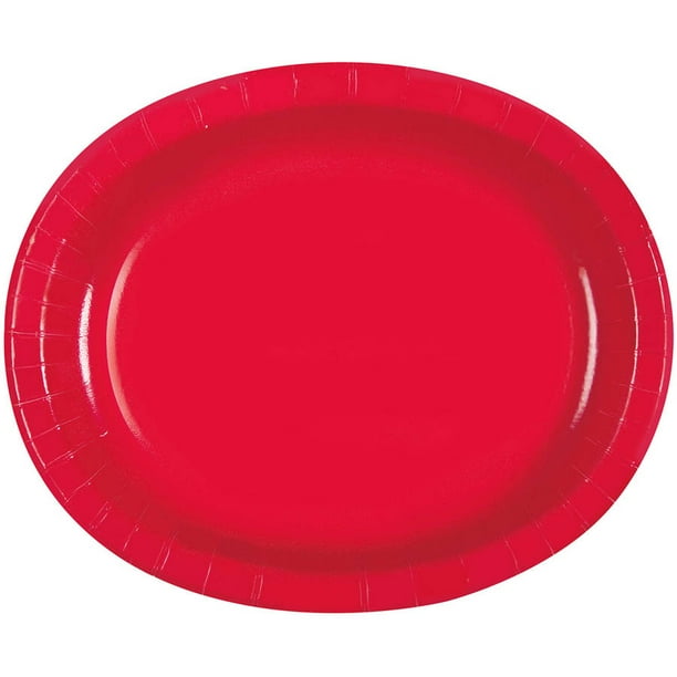 Oval Paper Plates, 12 in, Red, 8ct - Walmart.com