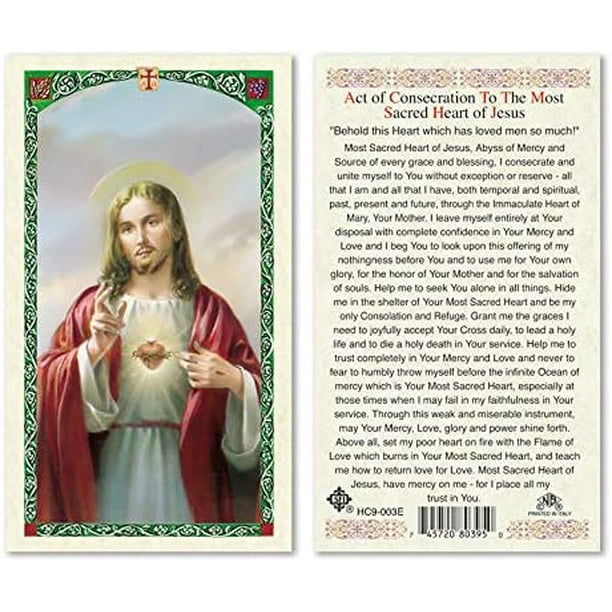 ACT OF CONSECRATION TO SACRED HEART OF JESUS ENGLISH HOLY CARD LAMINATED PRAYER CARDS - Walmart.com