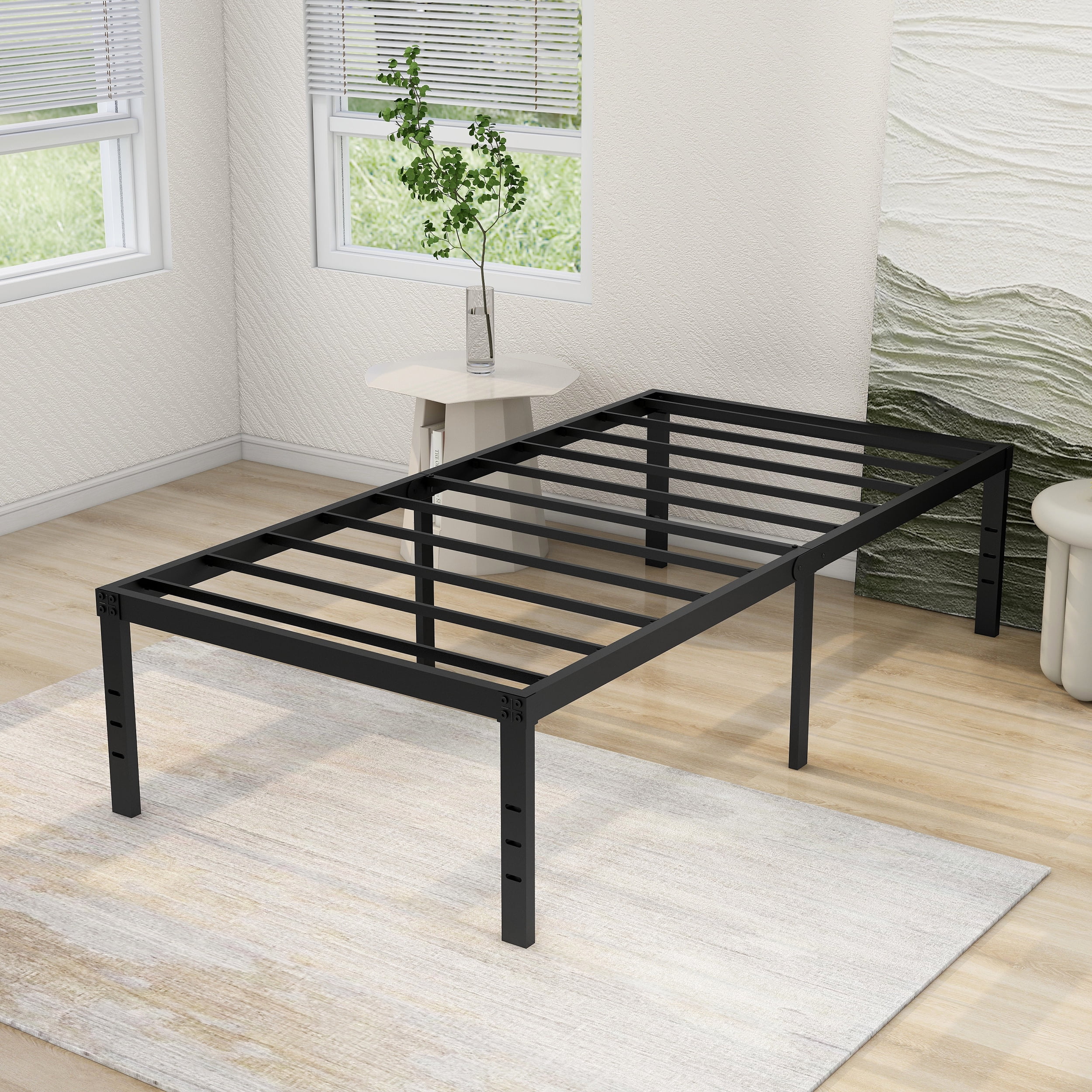 NNV 18" 3500 lbs Heavy Duty Twin Bed Frame, Duty Steel Slat Metal Bed Frame, Black - Walmart.com