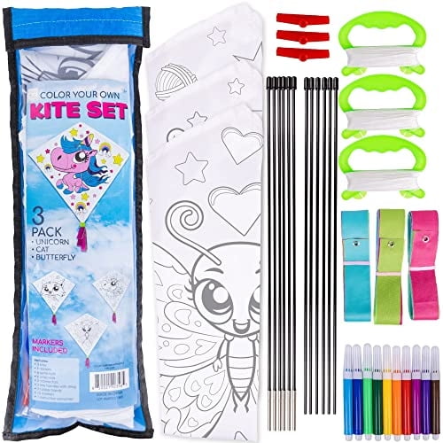 Hapinest Haz tu propio kit de cometas para niños | Cometas fáciles de volar, para canasta ...