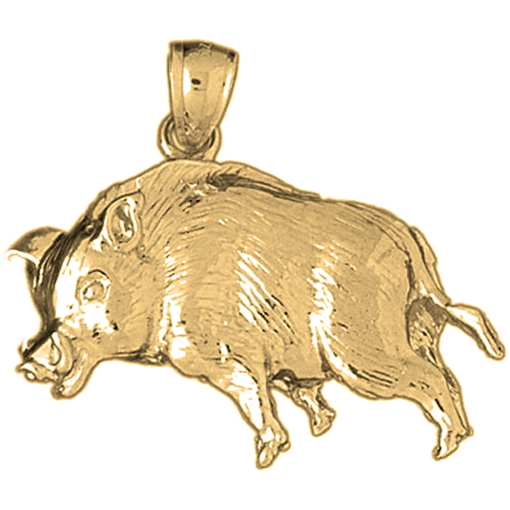 18K Yellow Gold Boar Pendant - 29 mm - Walmart.com