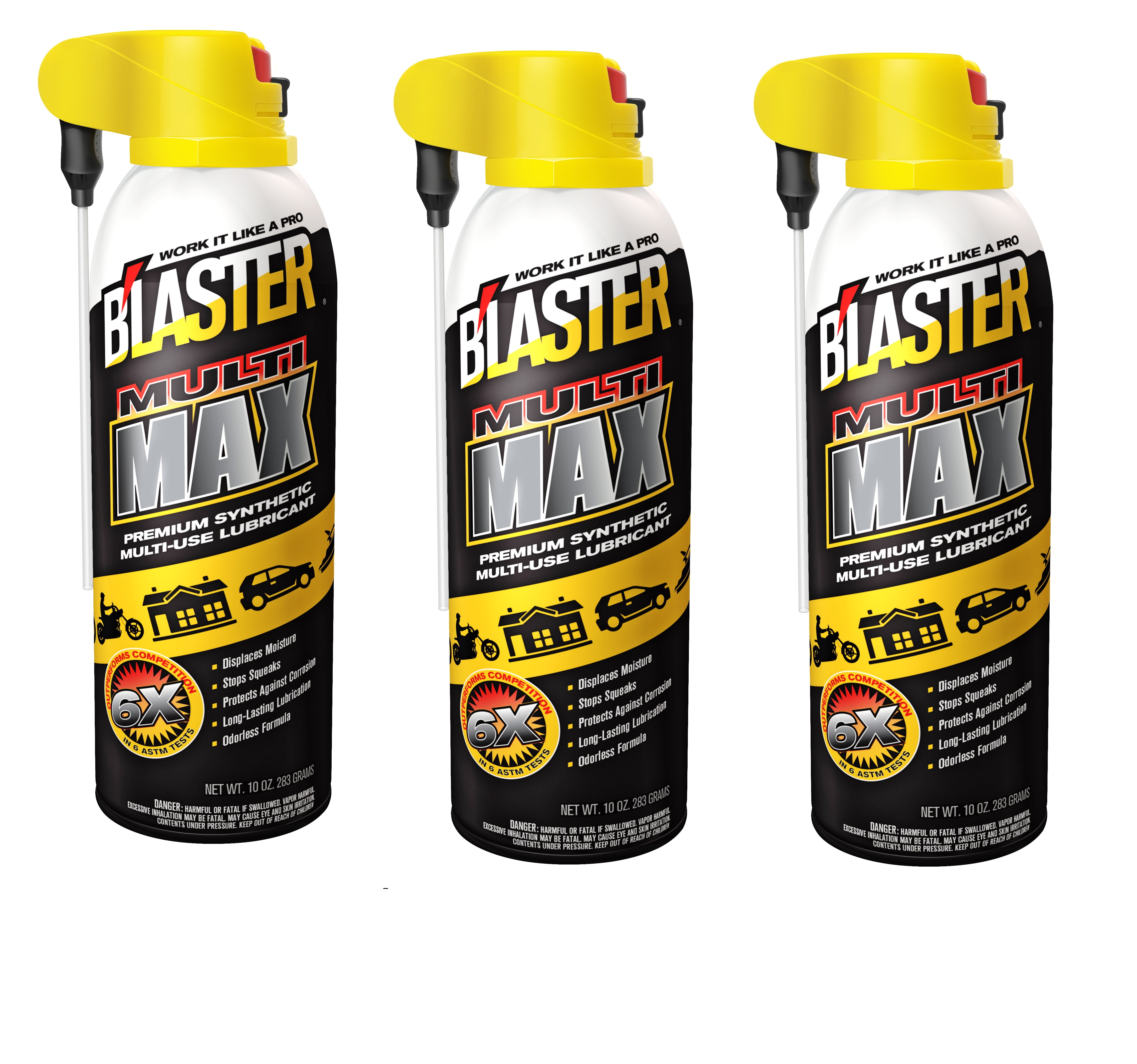 3 Pack B'laster Multi-Max Lube with Pro Straw Synthetic Multiuse ...