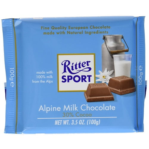 Ritter Sport Alpine Milk Chocolate Bar Candy Original German Chocolate ...