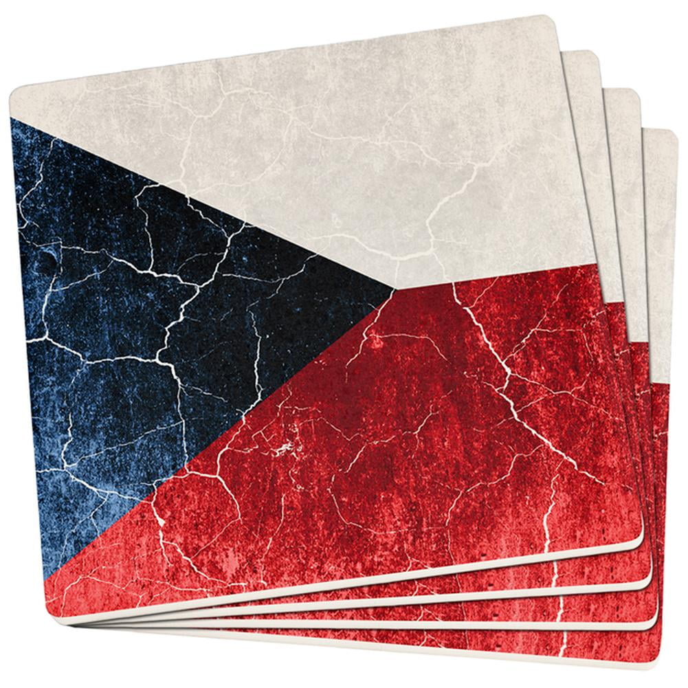Czech Republic Flag Distressed Grunge Set of 4 Square Sandstone ...