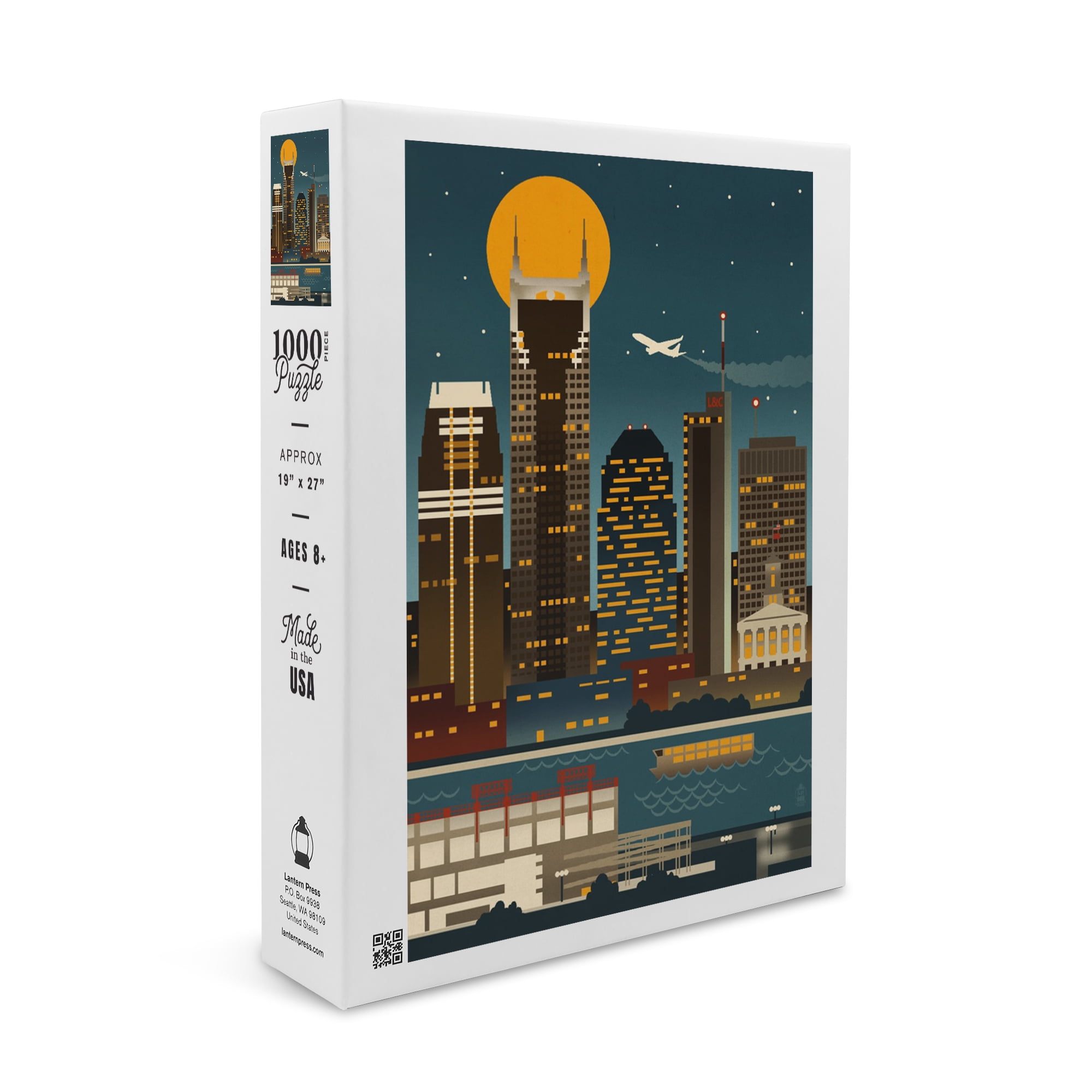 Nashville, Tennessee (no text), Retro Skyline (1000 Piece Puzzle, Size ...