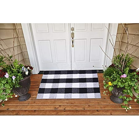 Buffalo Plaid Rug 23.6x35.4in, Buffalo Check Outdoor Rug,Black and ...