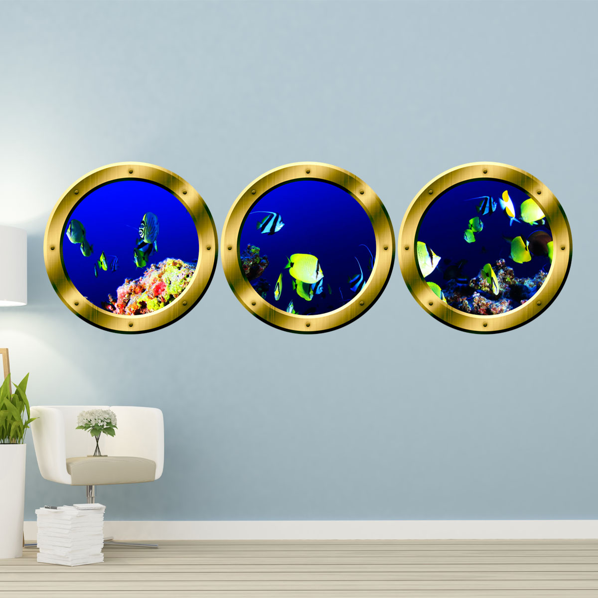 VWAQ Coral Reef Fish Decals, Submarine Portholes, Underwater Ocean ...