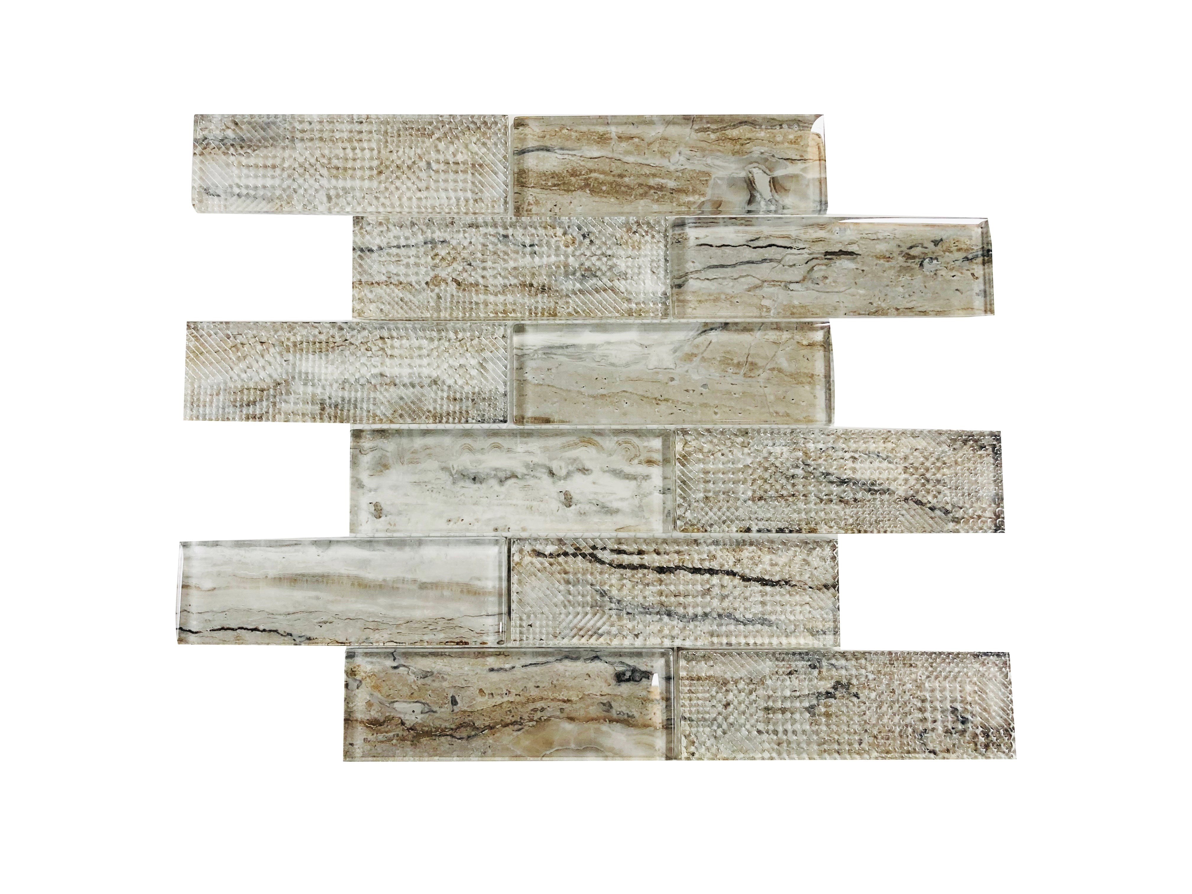 Venatino Gold Marble Look Glass Mosaic Tile - Walmart.com