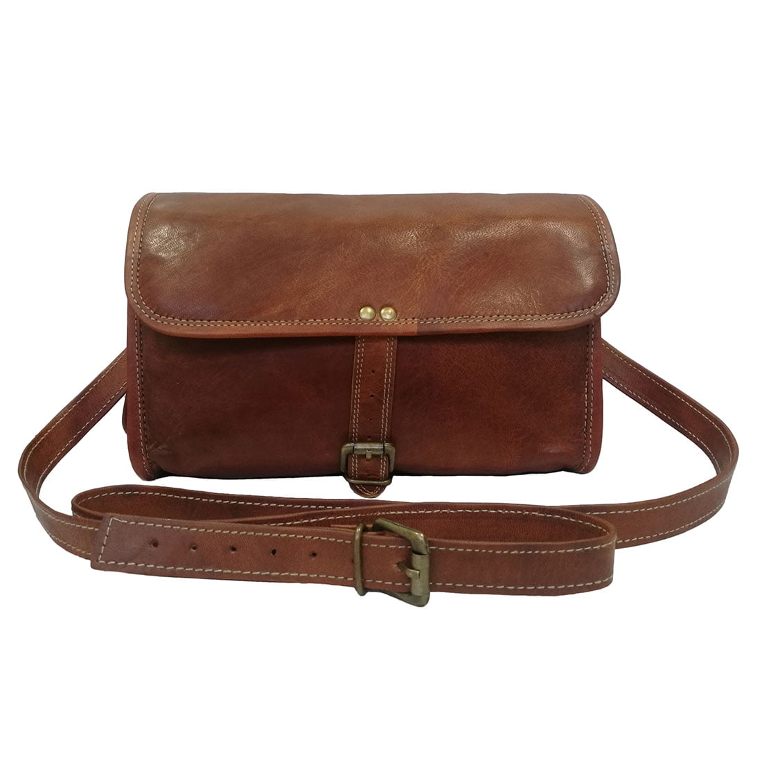 Madosh Genuine Leather Small Duffle Handbag Side Crossbody Bag Camera ...